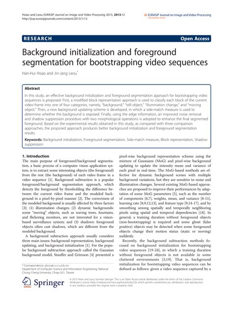 Pdf Background Initialization And Foreground Segmentation For