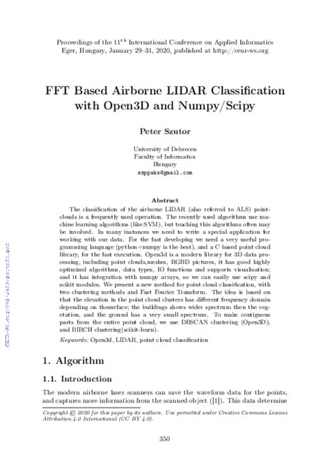 pdf fft based airborne lidar classification with open3d and numpy