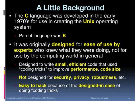 Ppt C Syntax And Structure 1 1 Materials From Text Professor Msdn