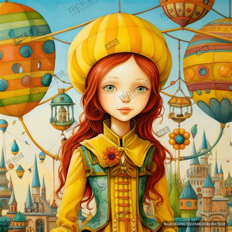 Ai创作图手绘八爪鱼公主挂画 奇幻爱丽斯仙境插画 欧风少女卡通少女 冒险童话插画配图 民族女孩原创插画 欧风儿童插画 俄罗斯人物插画 人物插画