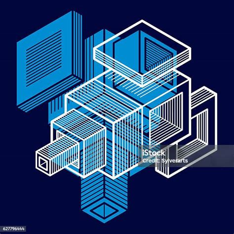 Desain 3d Bentuk Kubus Dimensi Vektor Abstrak Ilustrasi Stok Unduh