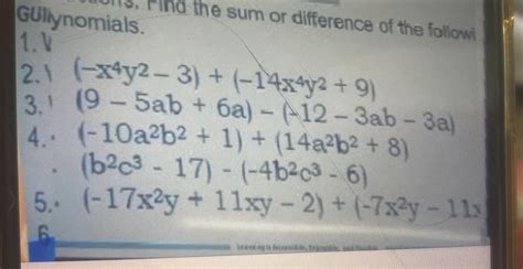 Find The Sum Or Difference Of The Following Studyx