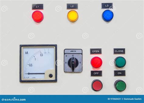 Technical Display On Control Panel With Electric Devices Light Stock Image Image Of Industry