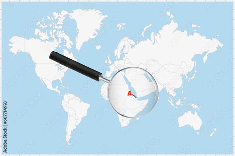 Vector De Stock Magnifying Glass Showing A Map Of Eritrea On A World Map Adobe Stock