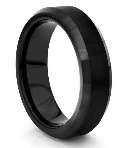 6mm Tungsten Carbide Brushed Black Wedding Band Ring