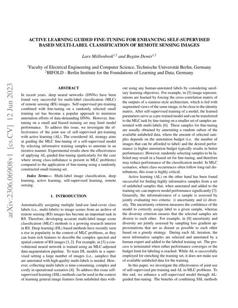 PDF Active Learning Guided Fine Tuning For Enhancing Self Supervised Based Multi Label