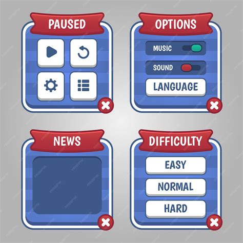premium vector set of game menu selection for rpg and adventure game