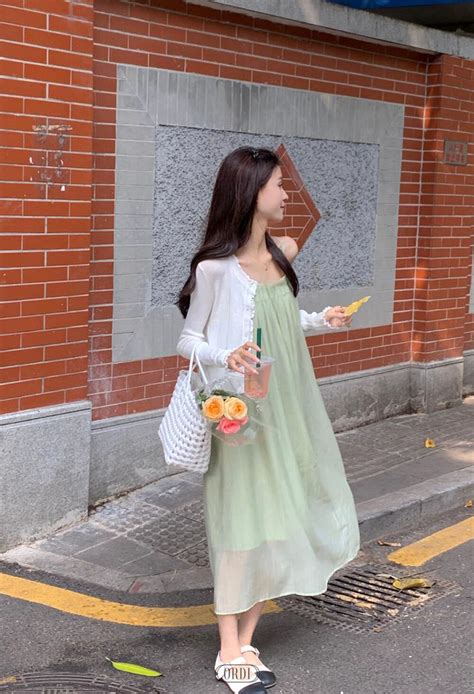 오디샵 무료당일출고 봄 여름 셔링 플레어 시스루 프릴 A라인 라운드넥 뷔스티에 긴팔 롱원피스 숏가디건 투피스 휴양지 바캉스룩