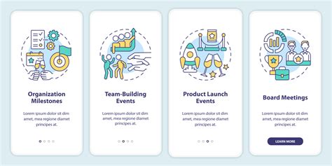 Corporate Events Examples Onboarding Mobile App Screen Company Walkthrough 4 Steps Editable