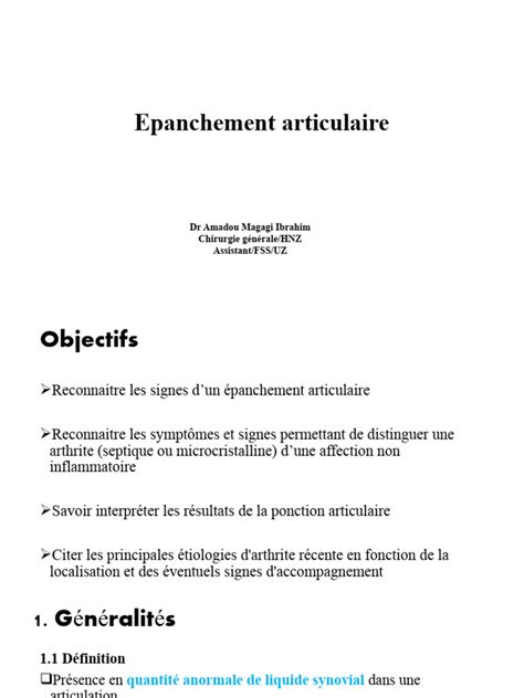 Epanchement Articulaire Pdf Genou Causes De Décès