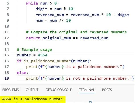 Check A Palindrome Number In Python Using A Function