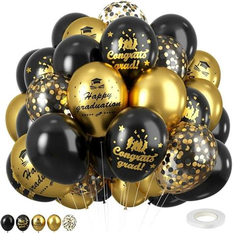 Graduation Balloons 12 Inch Black And Gold Balloons Class Of 2025