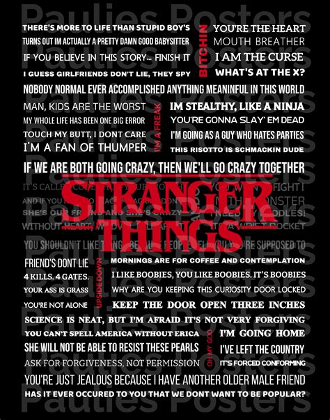 Stranger Things Quotes Poster Digital Prints Quotes Wall Decor Tv