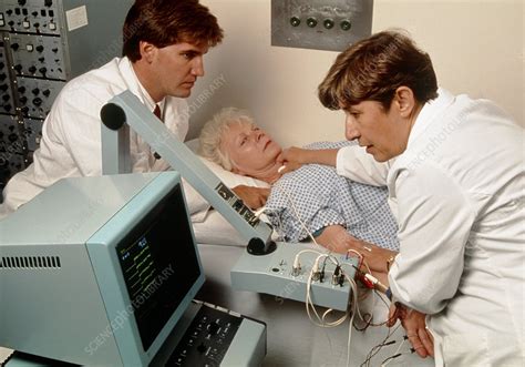 Woman Undergoing Electromyogram Emg Muscle Test Stock Image M872
