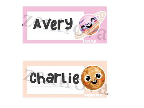 Classroom Name Tags Template Cute Planets Printable Elementary Babe Name Tags Back To