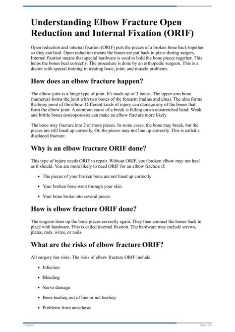 Text Understanding Elbow Fracture Open Reduction And Internal Fixation Orif Healthclips Online