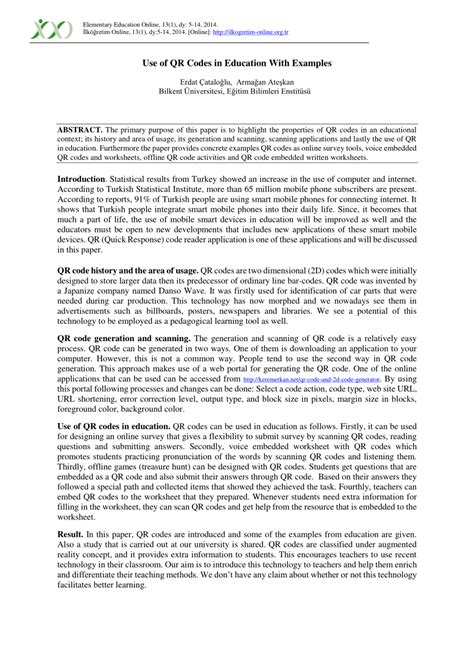 PDF Use Of QR Codes In Education With Examples