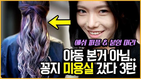 헤어 염색 대프로젝트 애쉬 퍼플 And 붙임머리꽁지 미용실 갔다 2탄 Feat순수이야기 And 레미샵 관리팁 Kkongji Youtube