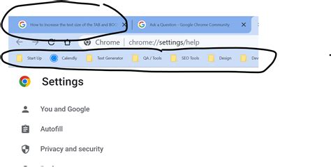 How To Increase The Text Size Of The TAB And BOOKMARKS BAR Text On The Chrome Browser Google