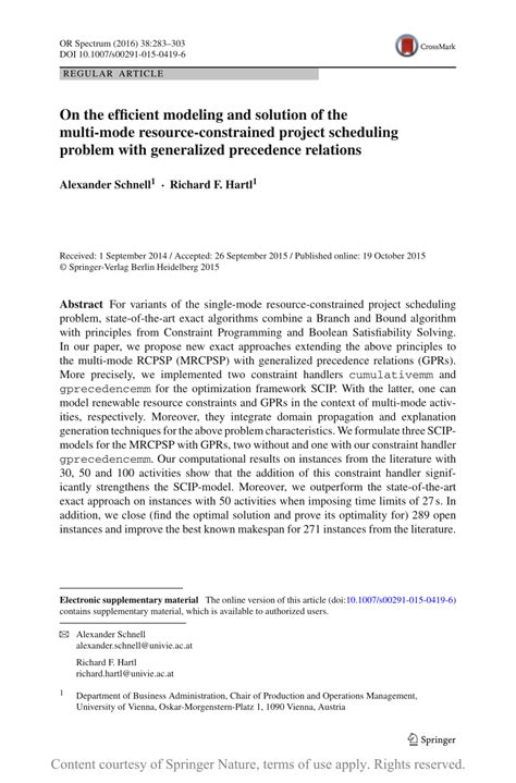 On The Efficient Modeling And Solution Of The Multi Mode Resource