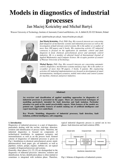 PDF Models In Diagnostics Of Industrial Processes