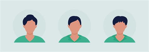 다른 이발 세미 플랫 컬러 벡터 캐릭터 아바타 세트와 젊은 남자 2차 도형에 대한 스톡 벡터 아트 및 기타 이미지 2차 도형 3 명 가공의 인물 Istock