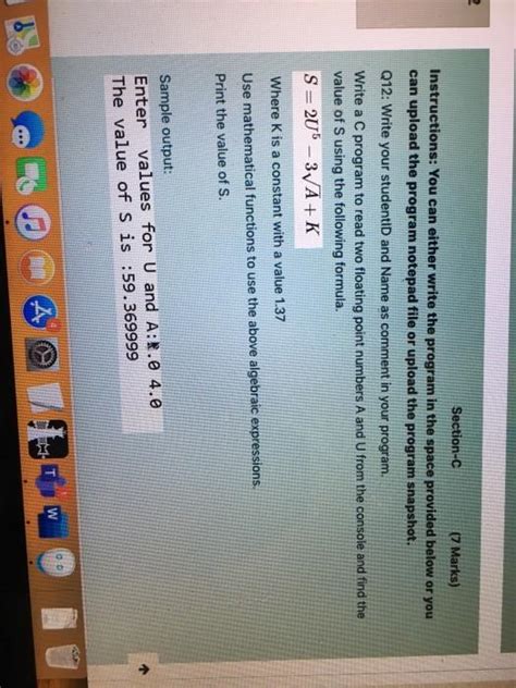 solved 2 section c 7 marks instructions you can either