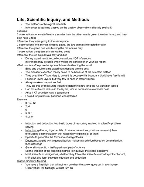 Scientific Method And Evolution Notes Life Scientific Inquiry And Methods The Methods Of
