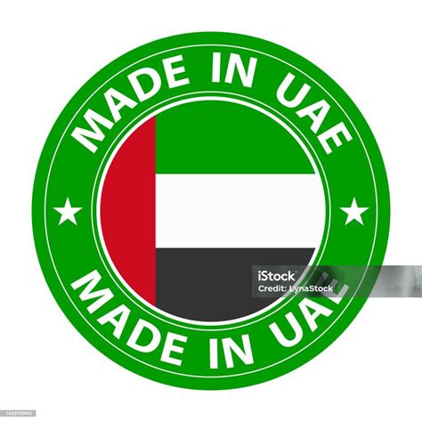 아랍 에미리트 연합 배지 벡터로 제작되었습니다 별과 국기가있는 스티커 흰색 배경에 고립 된 표지판 개념 기호에 대한 스톡 벡터 아트 및 기타 이미지 Istock