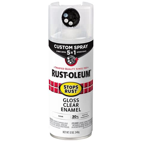 Clear Rust Oleum Stops Rust Custom Sprays 5 In 1 Gloss Spray Paint 12 Oz 376885 Walmart Com