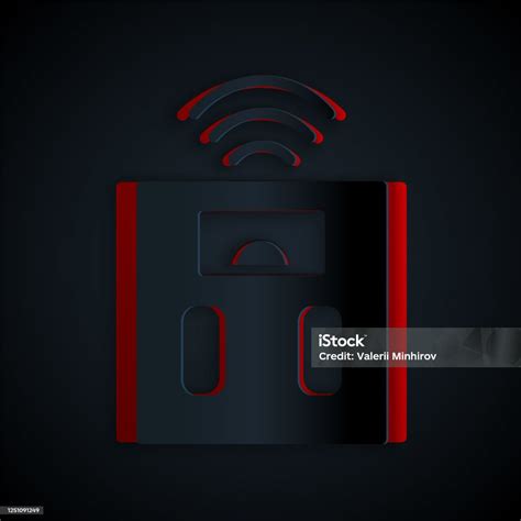 종이 잘라 스마트 욕실 은 검은 배경에 고립 된 아이콘을 확장 중량 측정 장비 무선 연결과 사물 인터넷 개념 종이 아트 스타일 벡터 0명에 대한 스톡 벡터 아트 및 기타