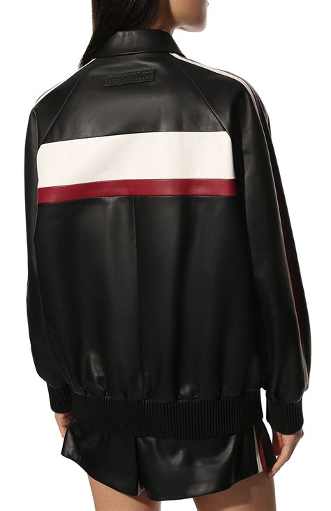 Женский черный кожаный бомбер Miu Miu купить в интернет магазине ЦУМ арт Mpv779 Fly F0002