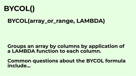 How To Use BYCOL Function In Google Sheets Better Sheets