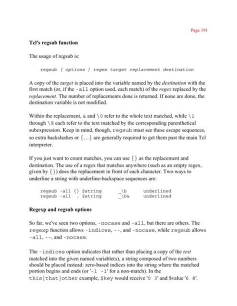 Tcls Regsub Function The