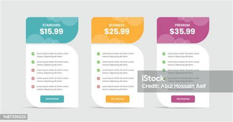 Classic Pricing Comparison Check List With Abstract Shape For Interface Design向量圖形及更多使用者體驗圖片