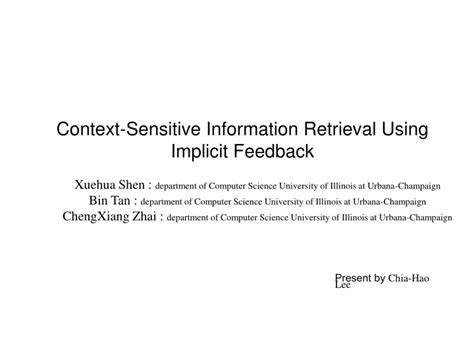 Ppt Context Sensitive Information Retrieval Using Implicit Feedback Powerpoint Presentation