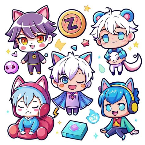 Premium Vector Cute Chibi Characters With Animal Ears In A Playful Design