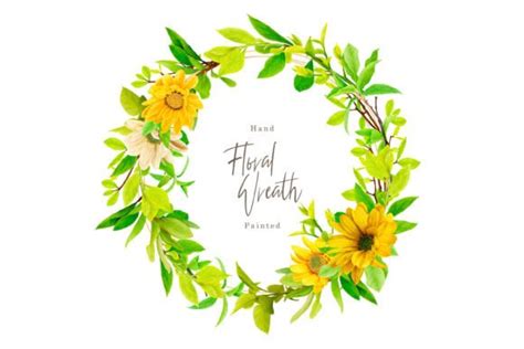 Watercolor Sunflower Wreath Background Graphic By Lukasdedi Store · Creative Fabrica