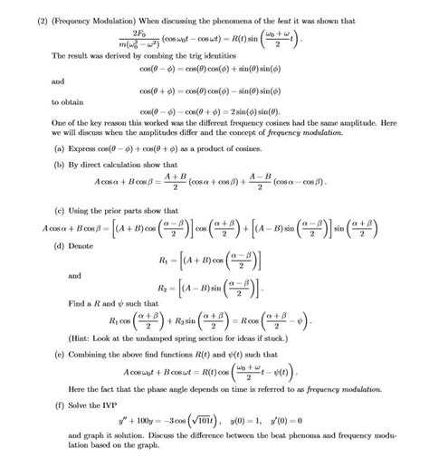 Solved 2 Frequency Modulation When Discussing The Chegg Com