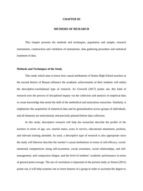 Chapter Iii Teachers Causal Attribution Pdf Self Efficacy