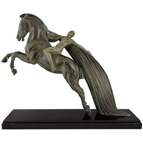 Art Deco Sculpture Female Nude On A Rearing Horse Deconamic
