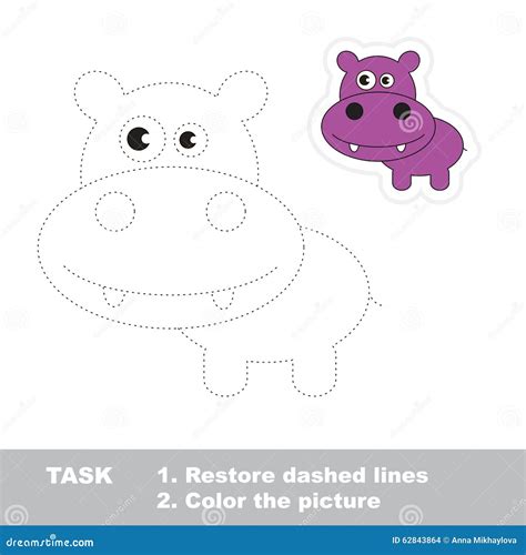 Vector Trace Game Hippo To Be Traced Stock Vector Illustration Of