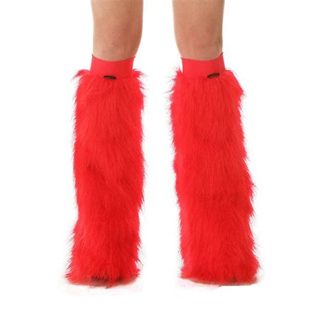 Red Fluffies Premium Furry Leg Warmers Rave Nation