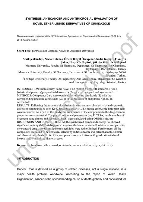 Pdf Synthesis Anticancer And Antimicrobial Evaluation Of Novel Ether Linked Derivatives Of