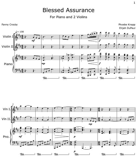 Blessed Assurance Sheet Music For Violin Lead Piano