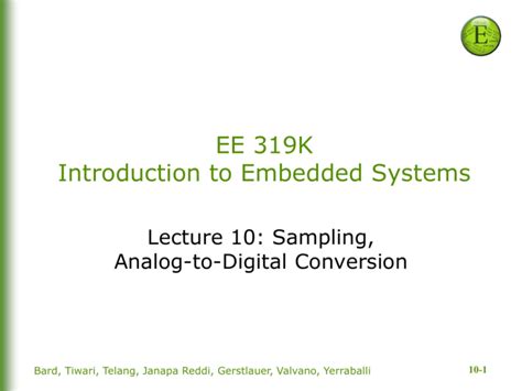 Sampling ADC In Embedded Systems EE K Lecture