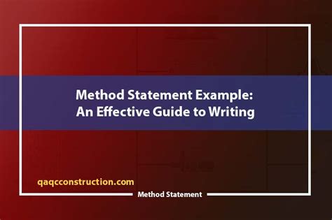 Method Statement Example An Effective Guide To Writing
