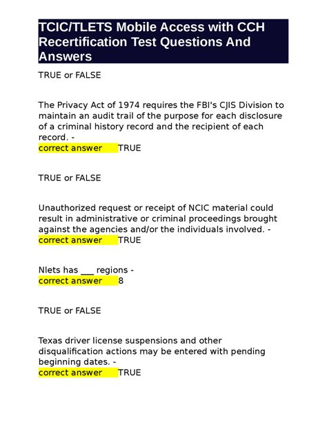 Tcictlets Mobile Access With Cch Recertification Test Questions And Answers Exams Internet