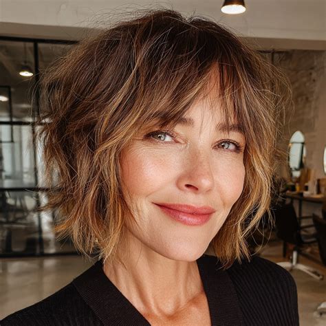 50 Chic Choppy Bob Haircuts With Curtain Bangs For Women Over 50 With