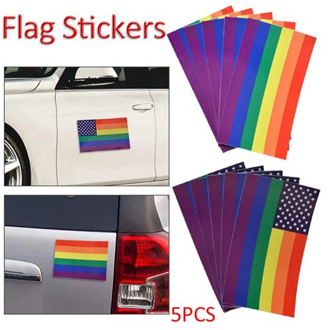 Lgbt Pride Rainbow Flag Car Stickers 5 Piecesset Queerks™